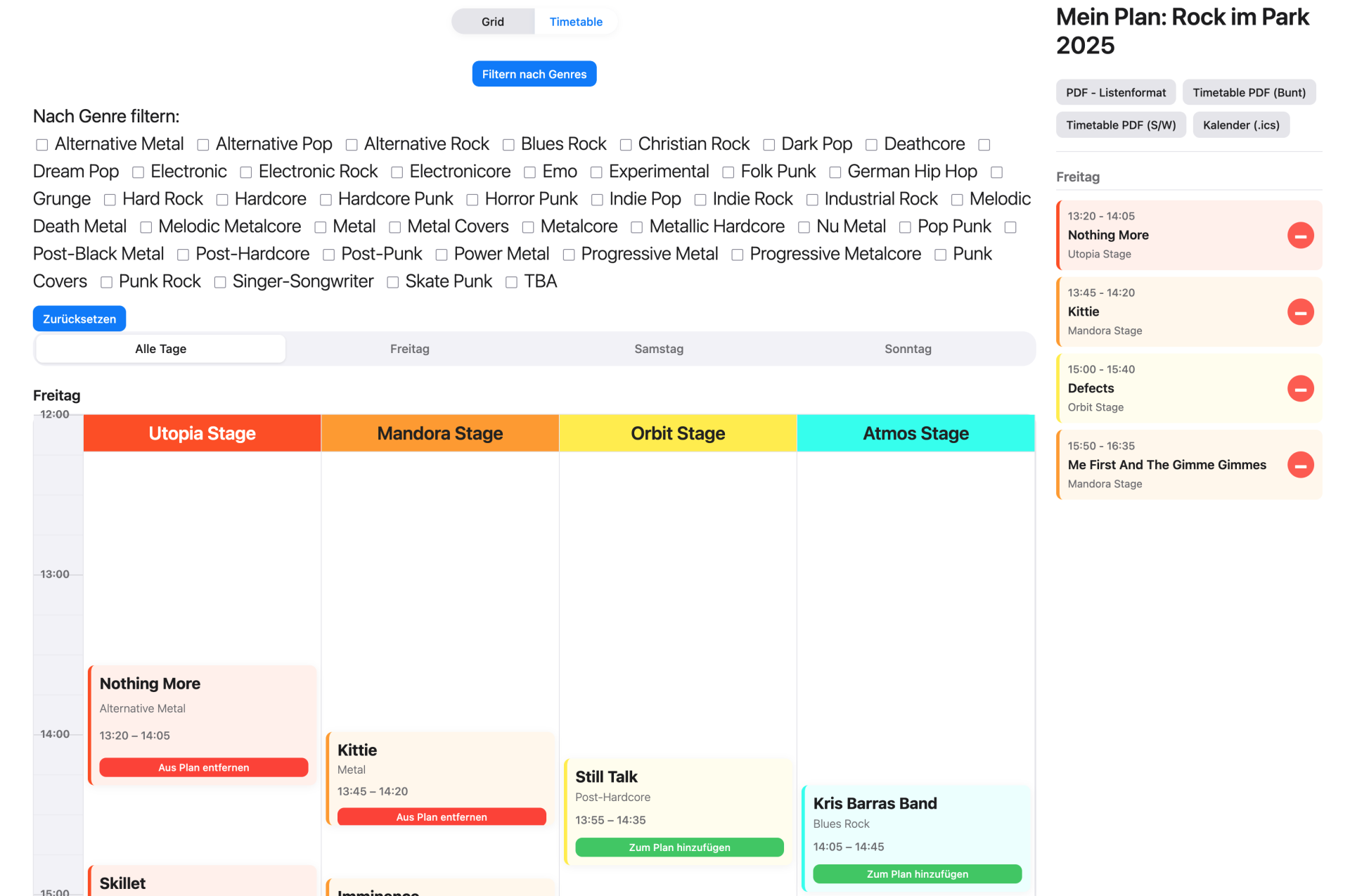Timetable-Generator: Er ist wieder da. - Festivalisten